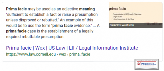 Prima Facie Cases Against Manufactured Housing Institute, Richard A ...